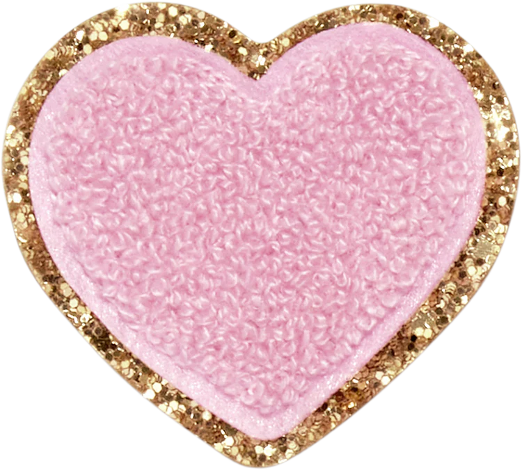 Glitter Varsity Heart Patch - Flamingo – Cabana