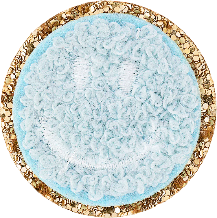 Mini Glitter Varsity Smiley Face - Sky – Cabana